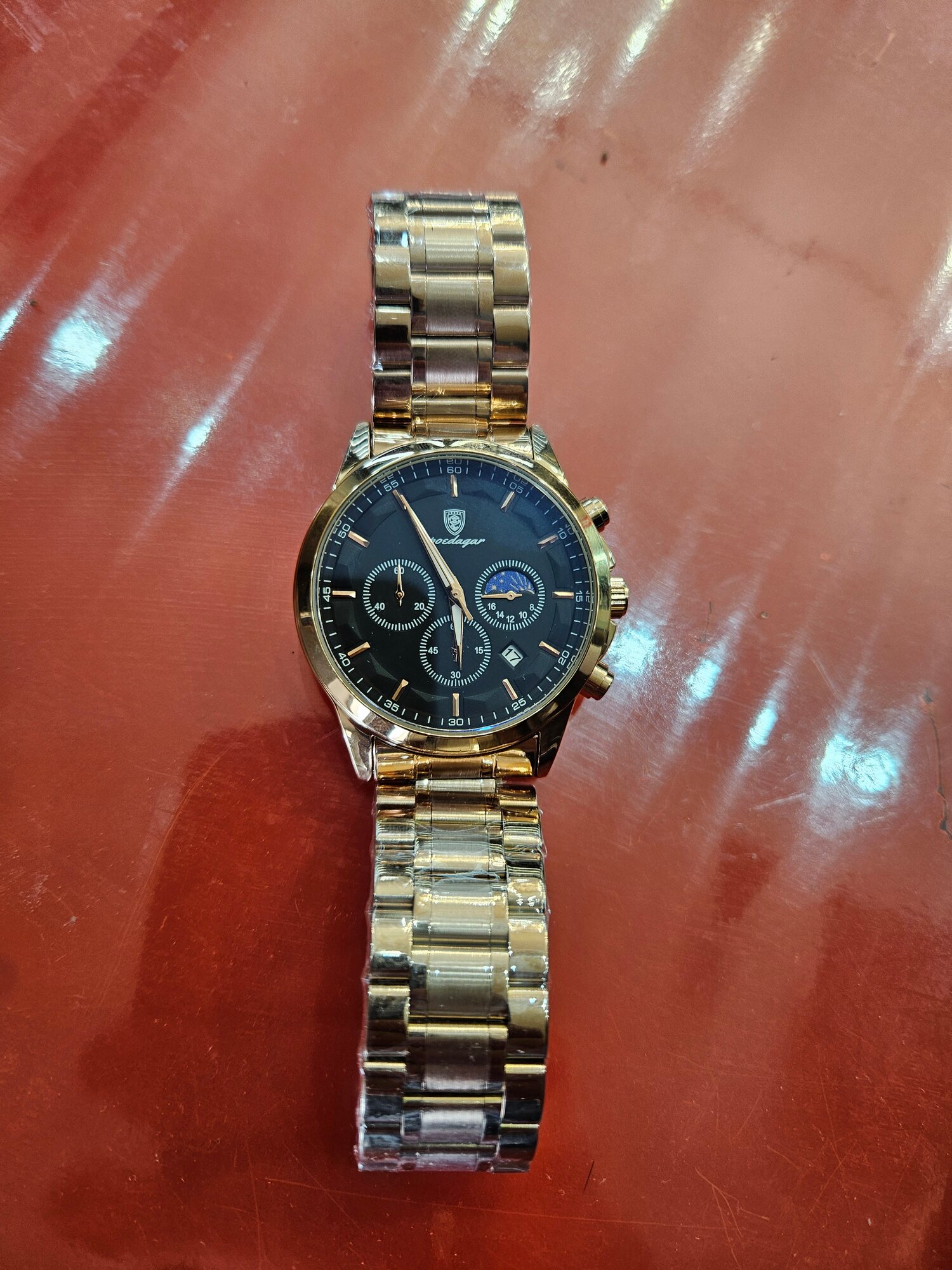 Мужские кварцевые часы Poedagar PD16SU Золотистые V.2