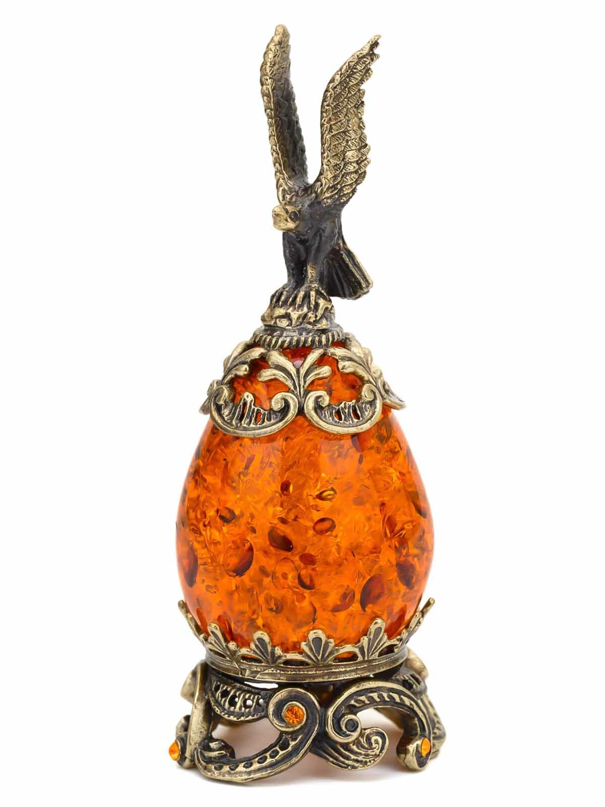 Сувенирная фигурка - Яйцо с сапсаном, Балтийский Янтарь, 9,5 см