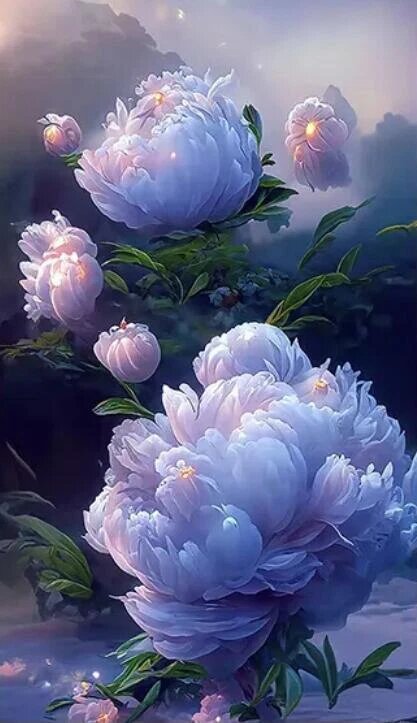 Картина из алмазной мозаики на подрамнике Круглые бриллианты 40х50см "пион"