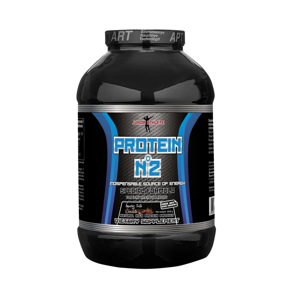 Гейнер Юный Атлет "Протеин №2", IronMan, сывороточный, без ГМО, шоколадный вкус, 3200 г.