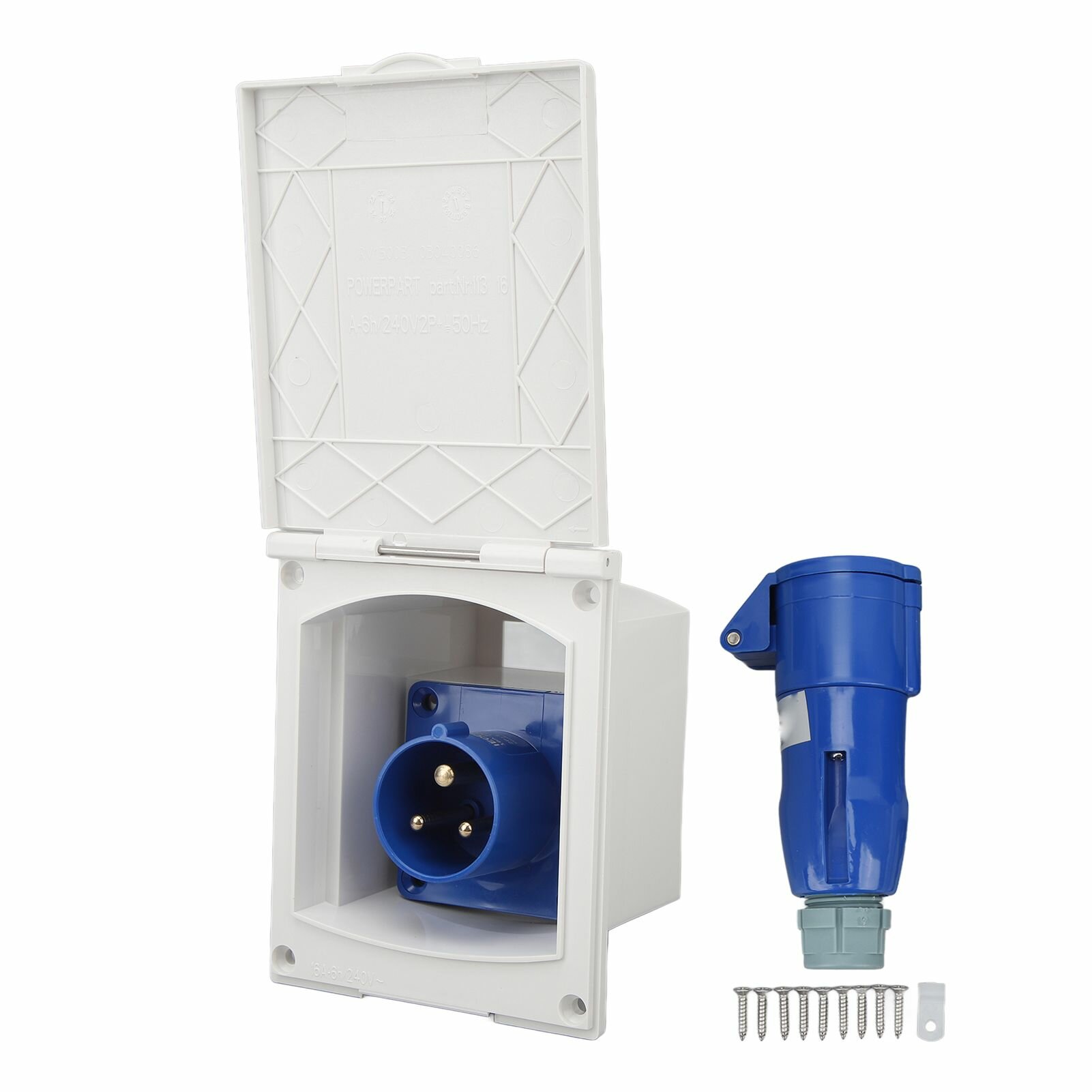 Разъем питания для автодома Порт для подключения аксессуаров для ремонта автодома Вилка внешнего источника питания 220 250 В, белая розетка 16 А и синяя материнская плата 16 А