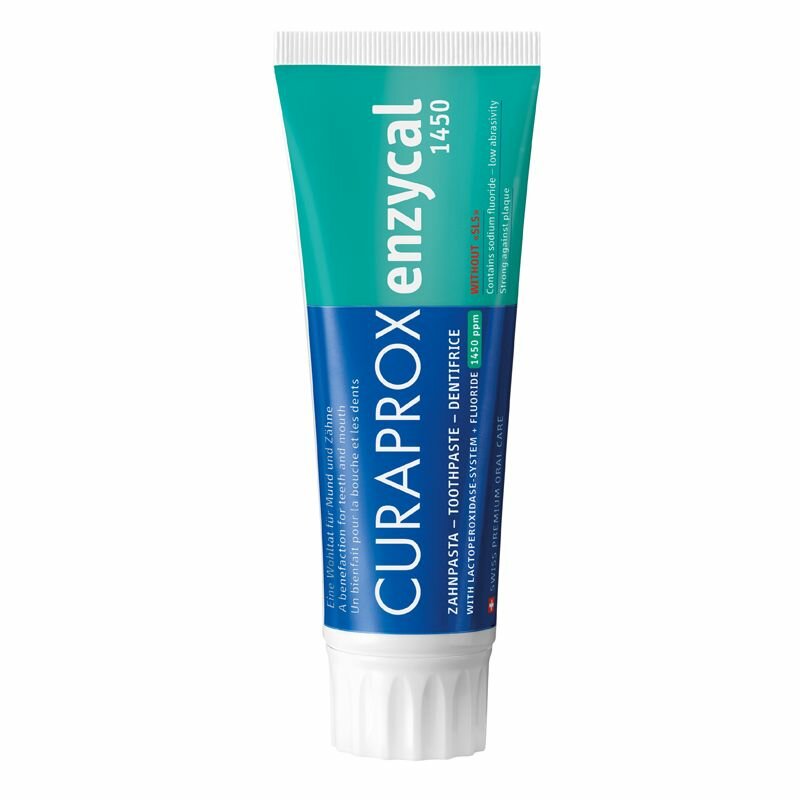 CURAPROX Зубная паста с фтором для взрослых и детей от 12 лет, абразивность RDA 60, для ежедневной гигиены, без сахара 75 мл