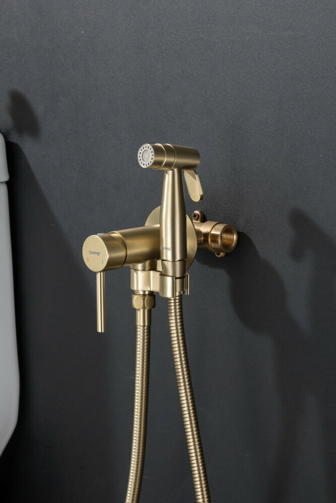 Гигиенический душ со смесителем скрытого монтажа GAPPO G7206-3 золотой сатин