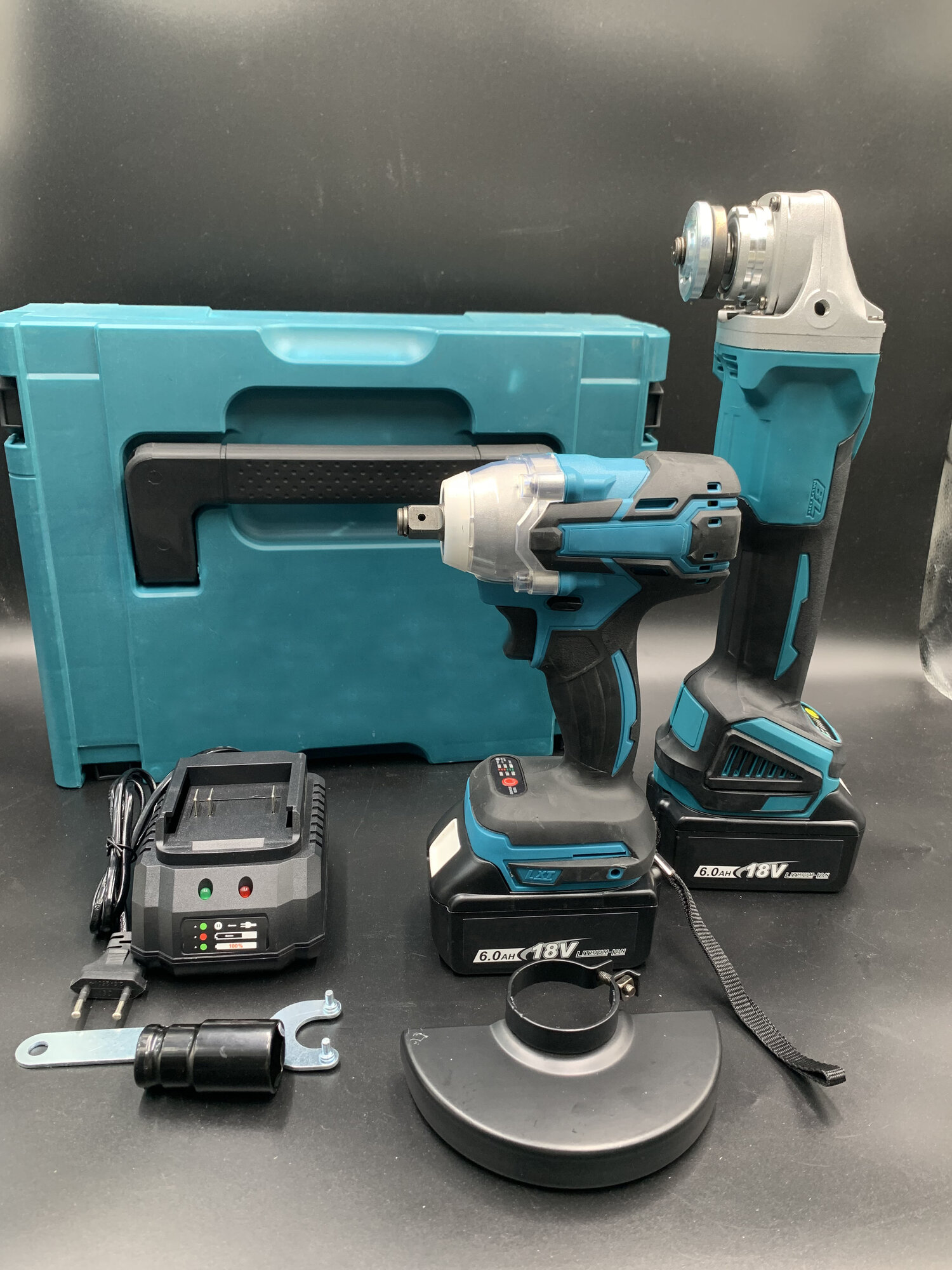 Набор электроинструментов 2 в 1 в комплекте 2 АКБ/Гайковёрт и болгарка (ушм)/аккумуляторный набор инструментов