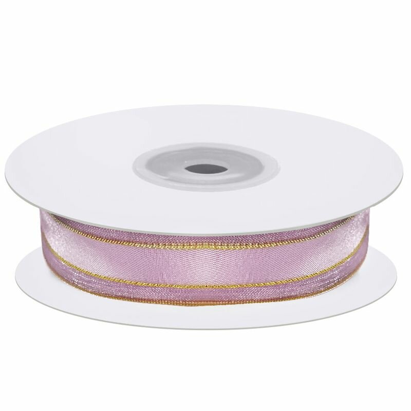 Лента декоративная Дон Баллон органза 4 полосы 2 см х 22,85 м, цвет сиреневый-золото