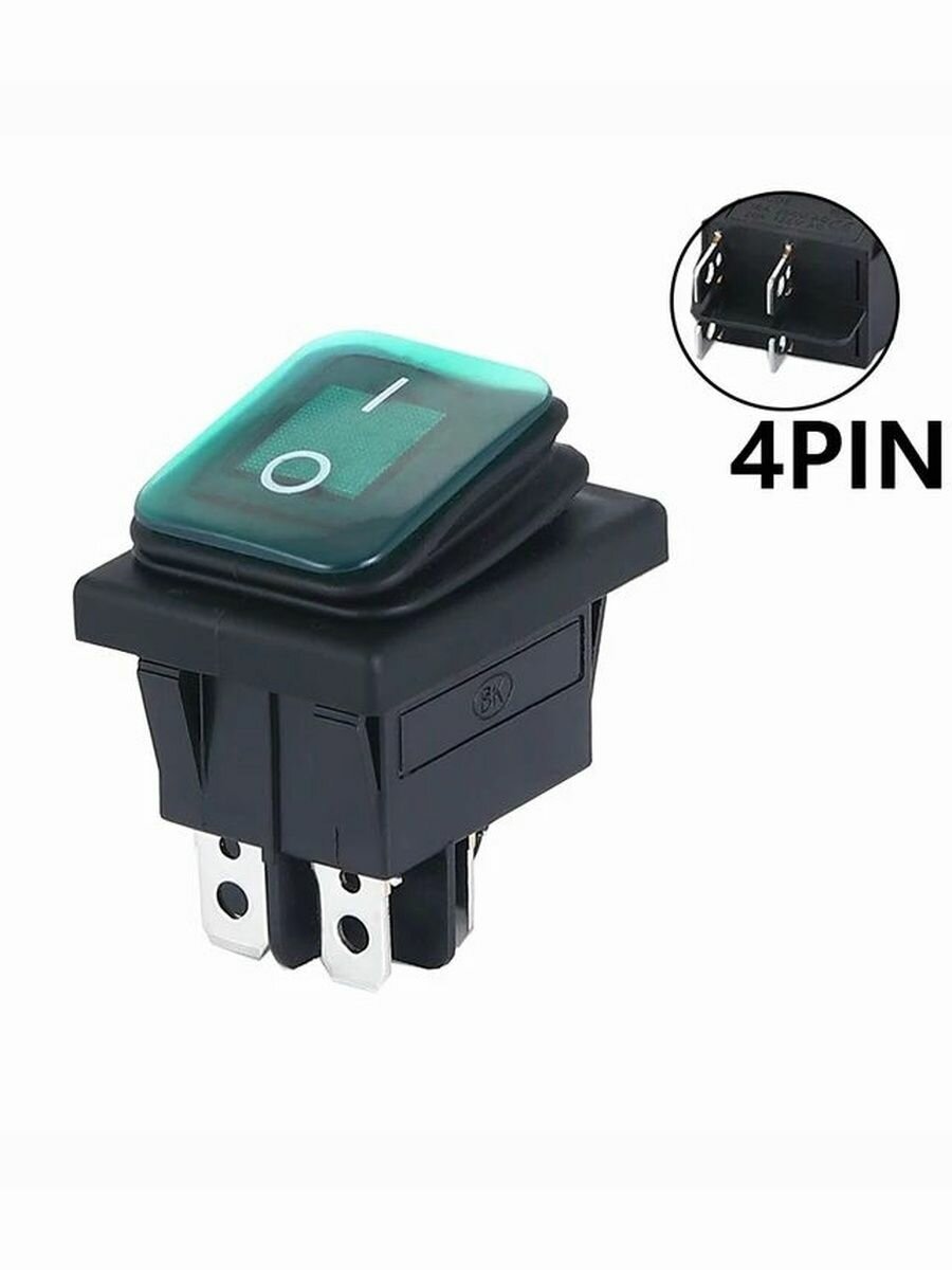 Кнопка включения KCD-4 16A 250V;20A 125V (влагозащищённая с подсветкой)