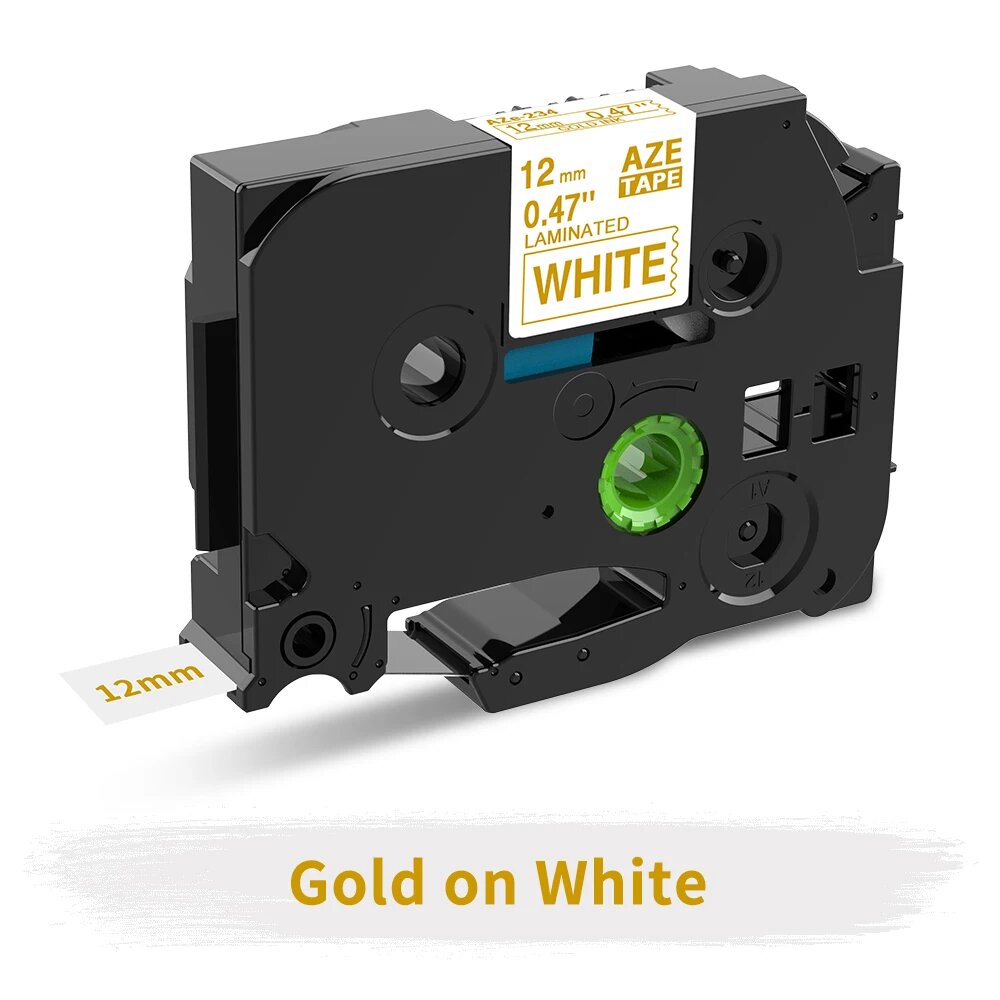 Лента для принтера этикеток Aken 9 мм, Gold on White