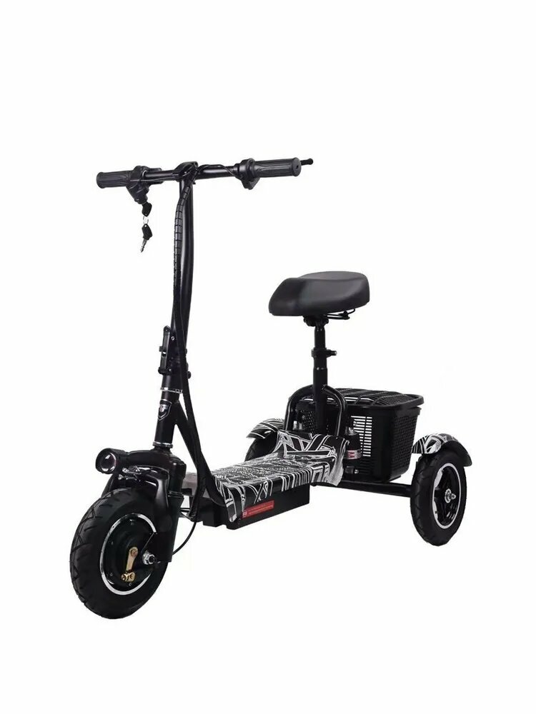 Электросамокат Складной электрический трехколесный самокат, белый, черный