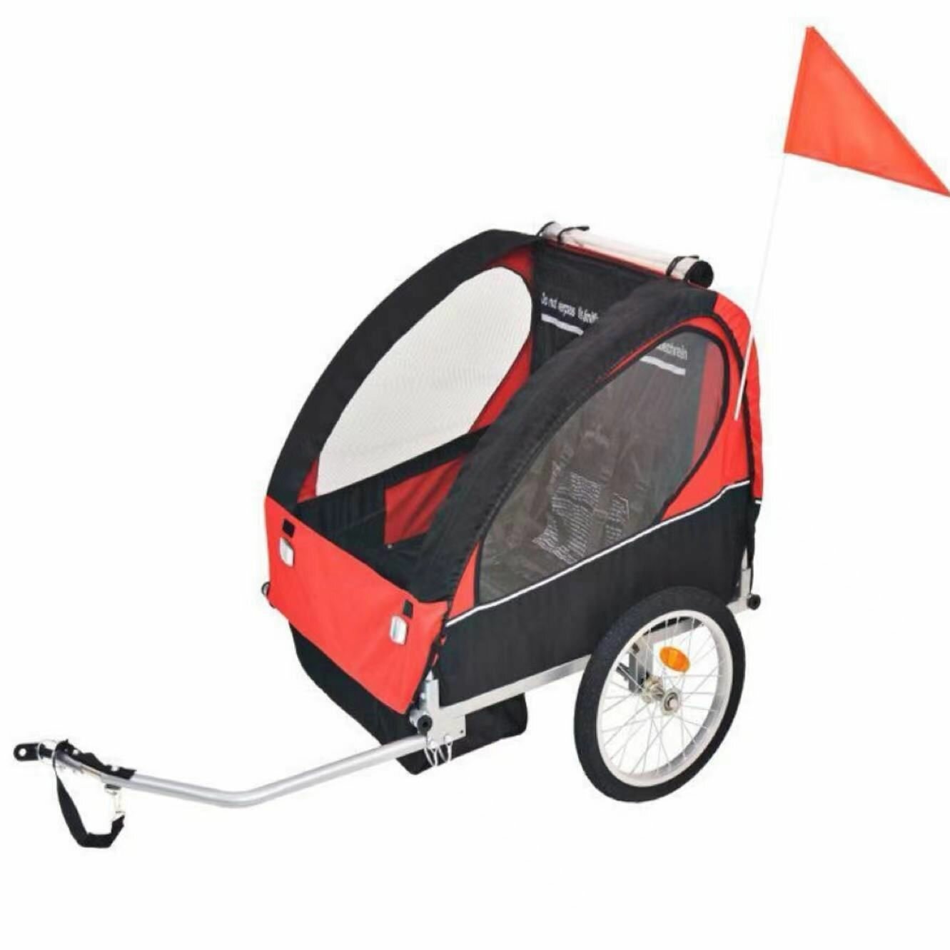 Прицеп для велосипеда/ Велоприцеп для перевозки двух детей ( до 40 кг), складной и съемный, красный -hj