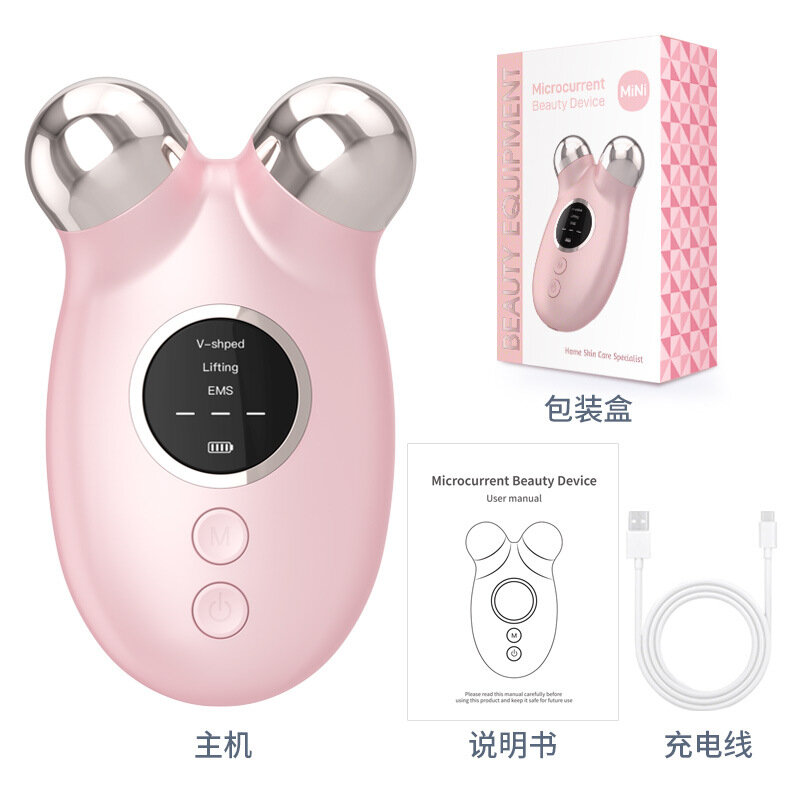 Микротоковый инструмент красоты, для шеи, розовый, аккумулятор/сеть