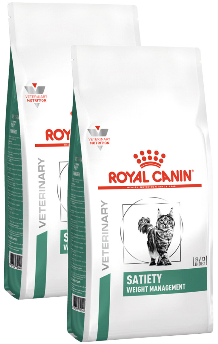 Корм сухой Royal Canin Satiety Weight Management для взрослых кошек, контроль веса, 350 г х 2 шт