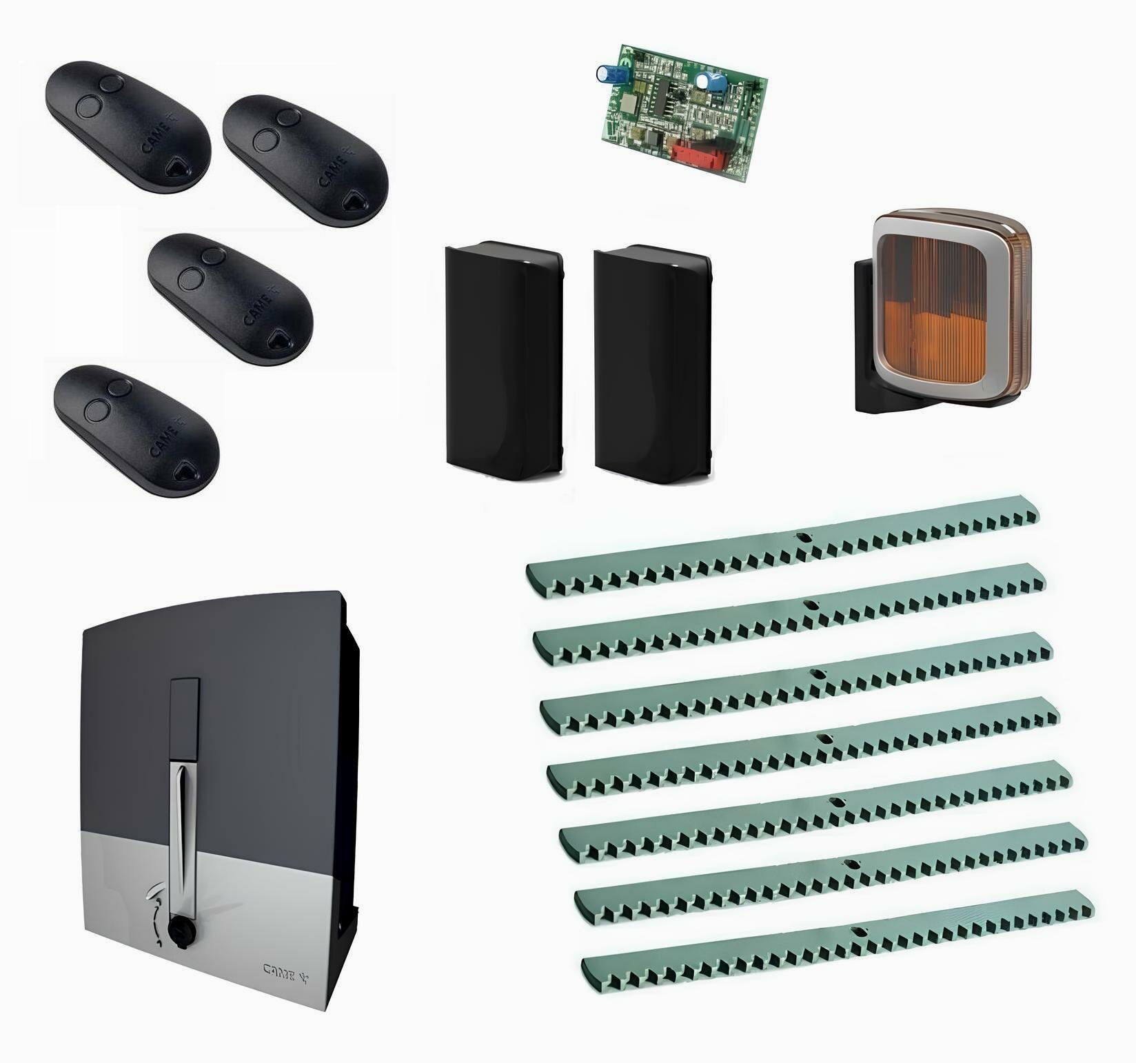 Автоматика для откатных ворот BXL04AGS FULL7-A-T4, комплект: привод, радиоприемник, 4 пульта, фотоэлементы, лампа, 7 реек