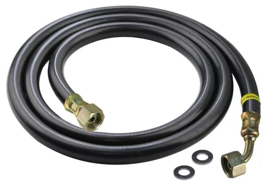 Подводка для газа MIXTON / Микстон угол с накидной гайкой с внутренней резьбой, гайка-гайка, резиновая, черная, диаметр 1/2дюйм, 2.5м / газовый шланг