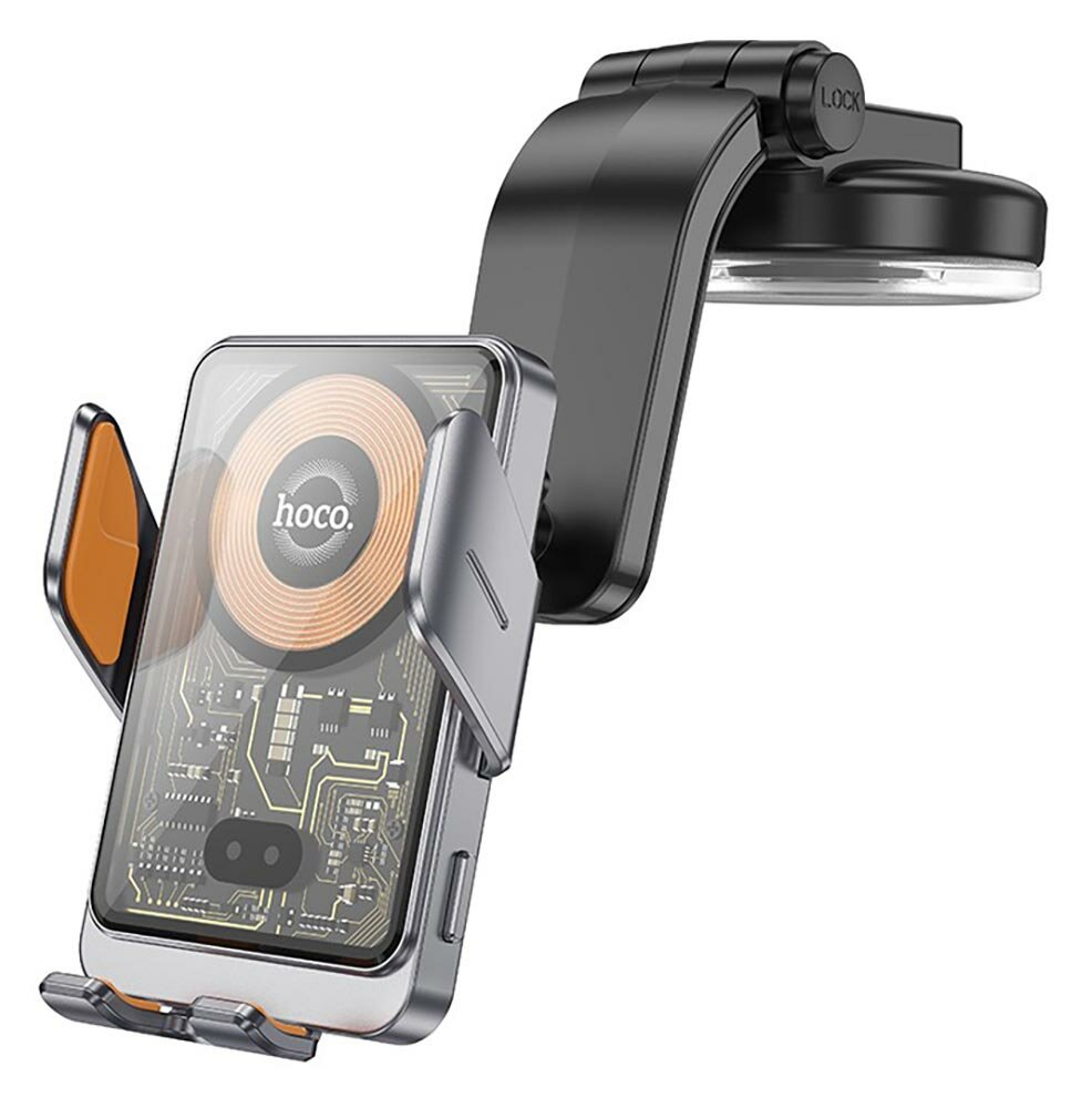 Держатель для телефона с беспроводной зарядкой Qi Hoco HW8 Transparent Discovery Edition wireless fast charging holder metal gray