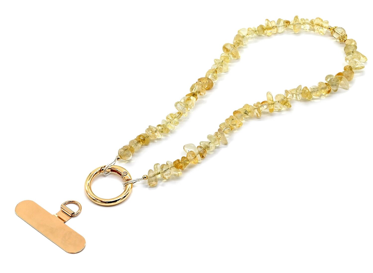 Брелок на чехол телефона с крошкой натурального цитрина, 37см .