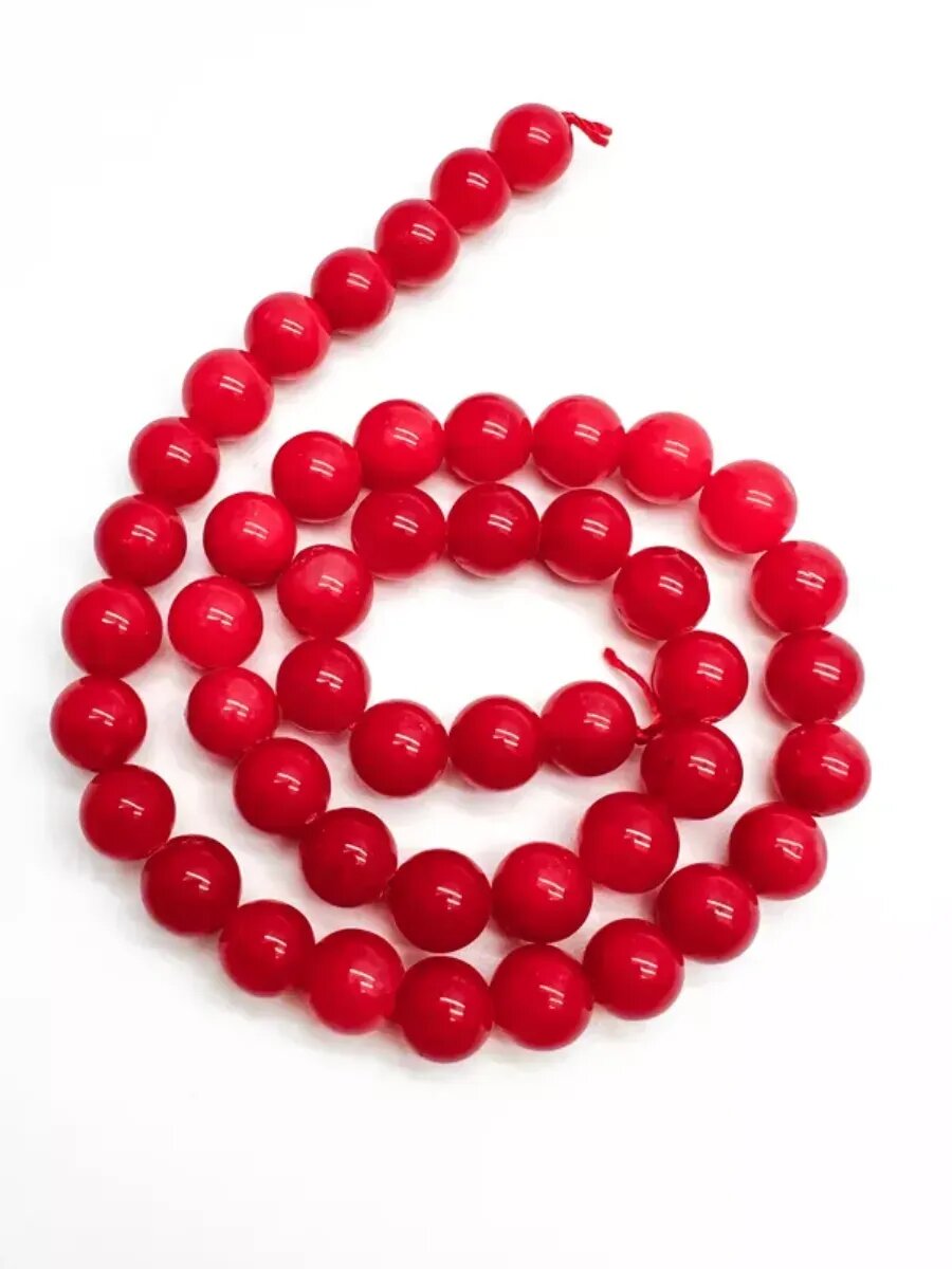 1115 Агат природные камни для рукоделия ярко-красный 8мм 1шт