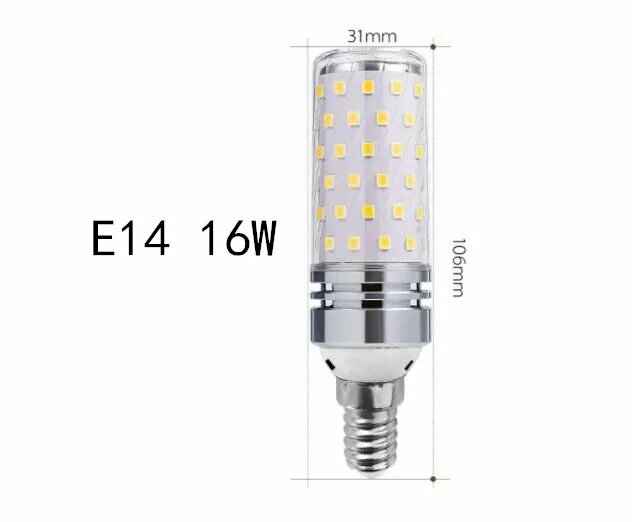 Светодиодная лампа-кукуруза E14 E27 B15 B22 12W 16W 25W 40W, SMD2835, 85-265V, E14 16W, Warm White