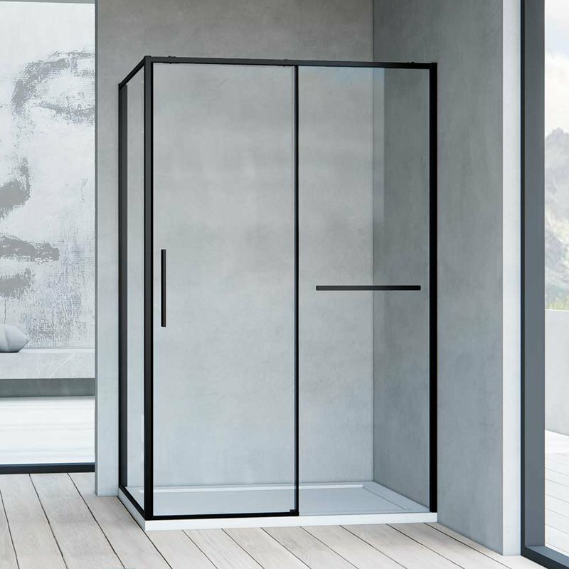 Душевой уголок Vincea Slim Soft VSR-1SS8015CLB 150x80, профиль черный, стекло прозрачное