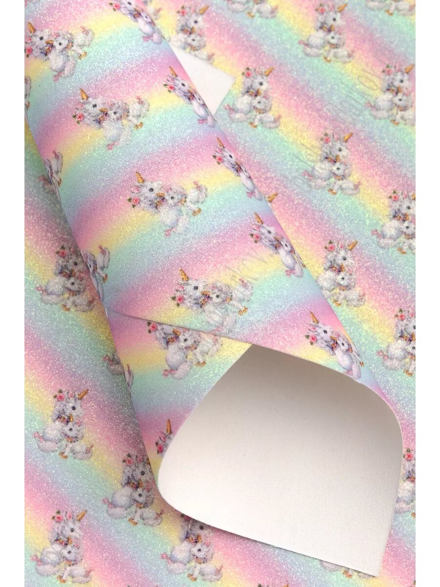 Кожзам с рисунком единорожки А4 (3листа)