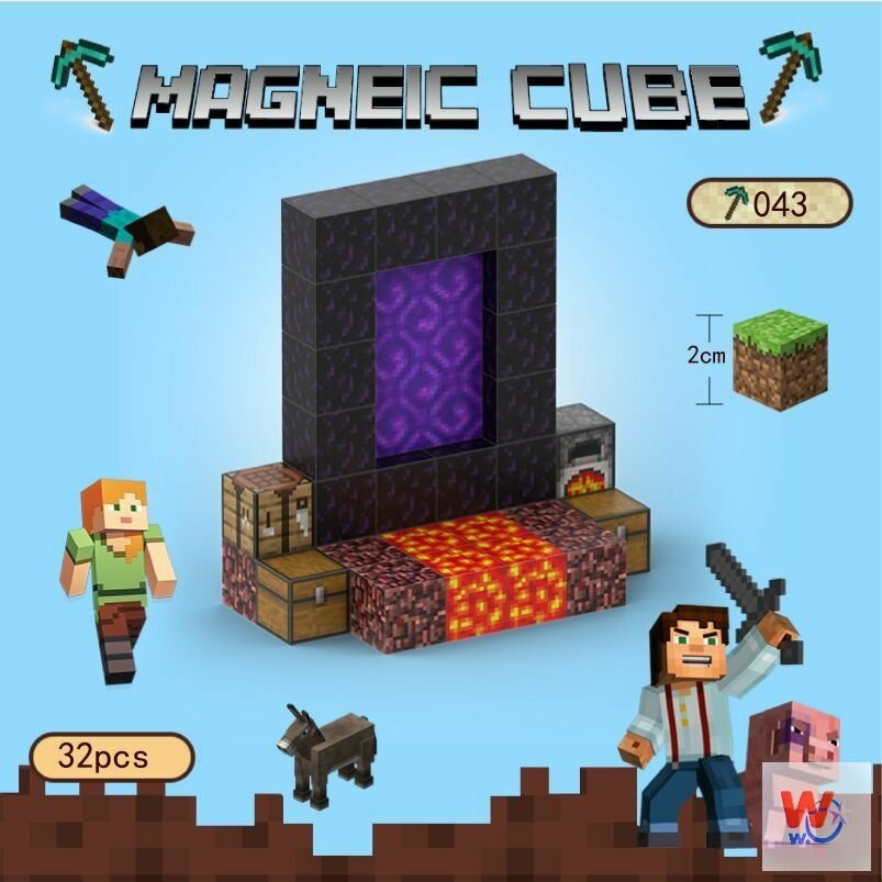 Магнитный Конструктор Майнкрафт набор детали фигурок Игрушка Minecraft My World , Комплект из магнитных блоков