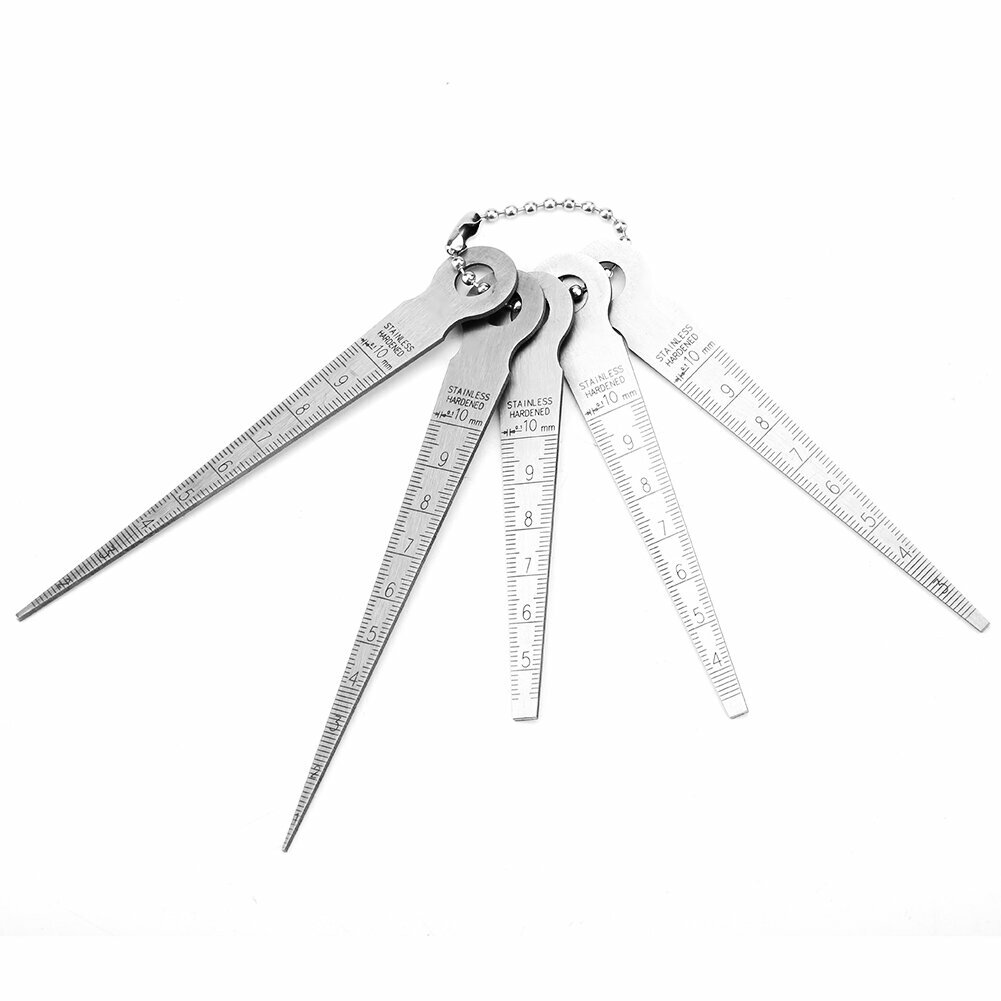 1 комплект щупов для измерения конусности сварного шва из нержавеющей стали, линейки для осмотра отверстий, 10 мм.