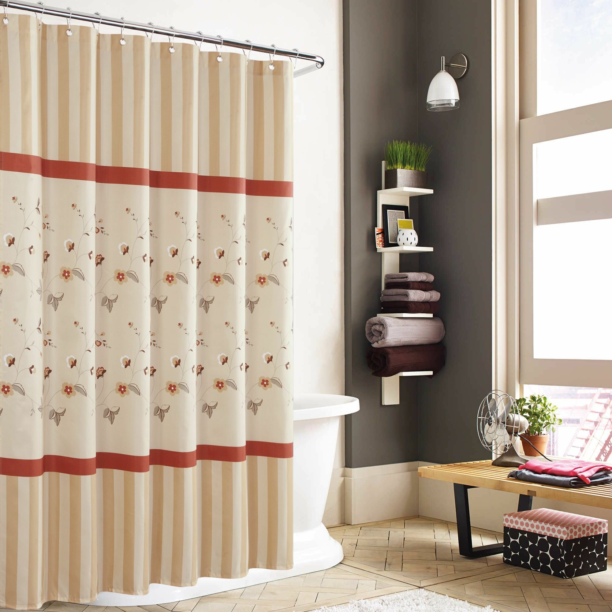 Штора для ванной комнаты 300x180, ткань водонепроницаемая занавеска для душа, бежевый цветочный