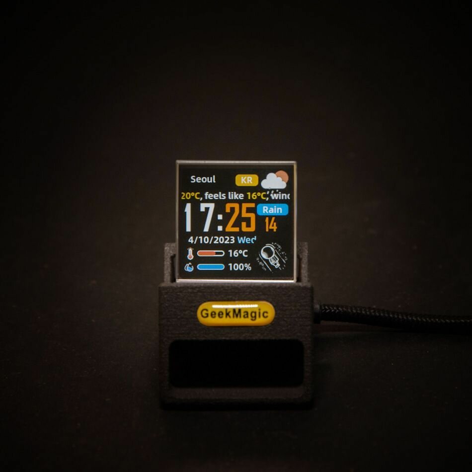 Новая версия, Часы-голографическая метеостанция GeekMagic Mini WiFi Crystal Cube, Креативный подарок с альбомом GIF-анимации, обратным отсчетом и погодой