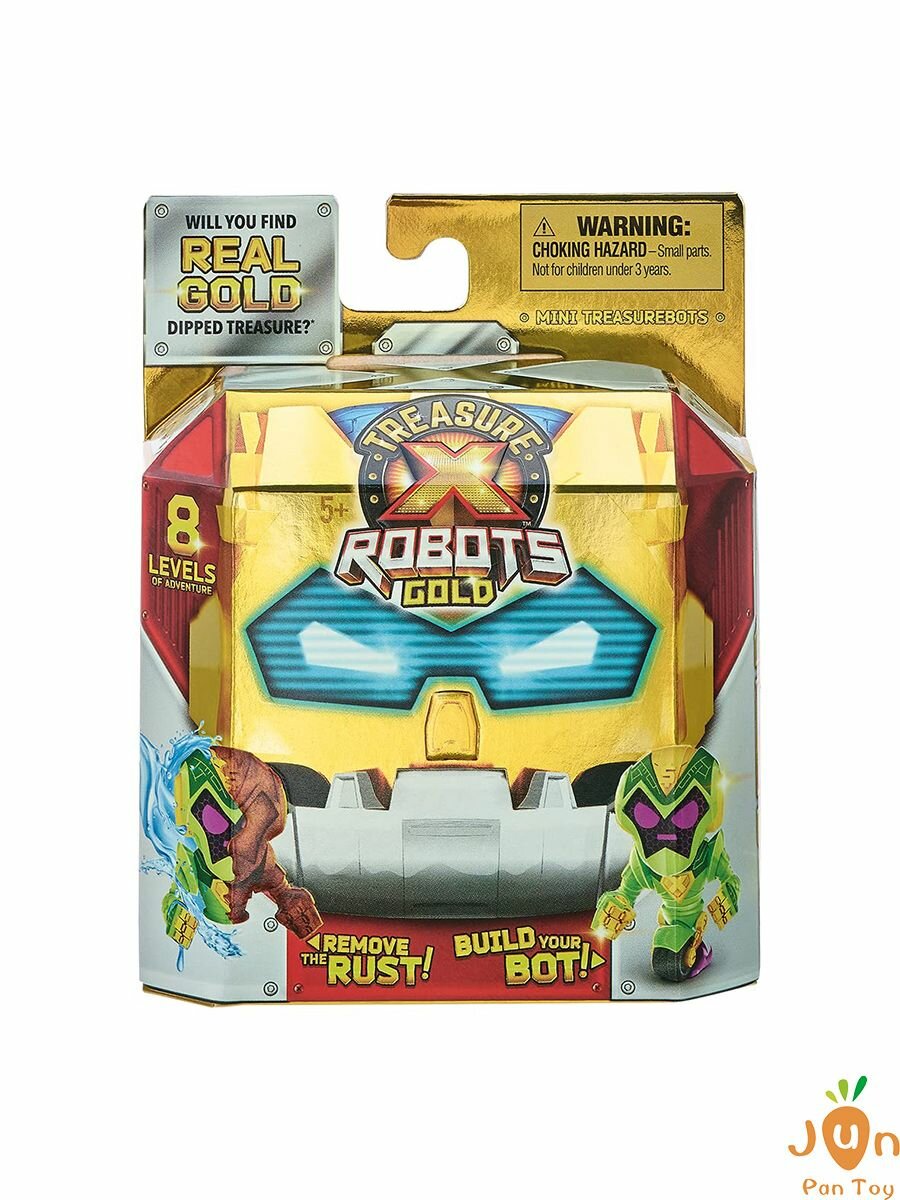 Фигурка Moose Treasure X Robots Gold / Детский игрушечный робот-сюрприз, соберите своего собственного робота, который подойдет в качестве подарка на день рождения
