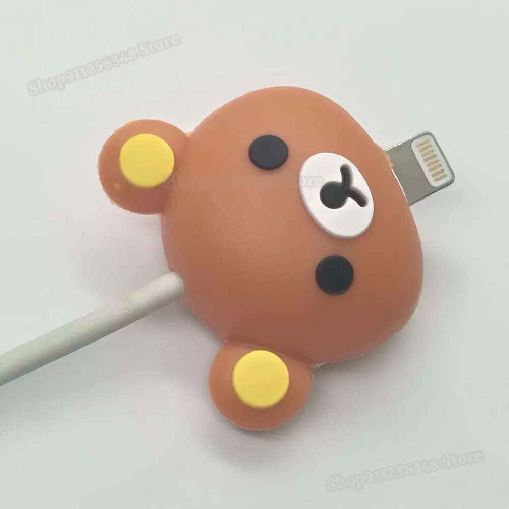 Милый мультяшный защитный чехол для кабеля Rilakkuma, устройство для защиты кабеля от перегибов Easy Bear Kiiroitori, аксессуар для зарядки телефона, предотвращающий разрыв кабеля