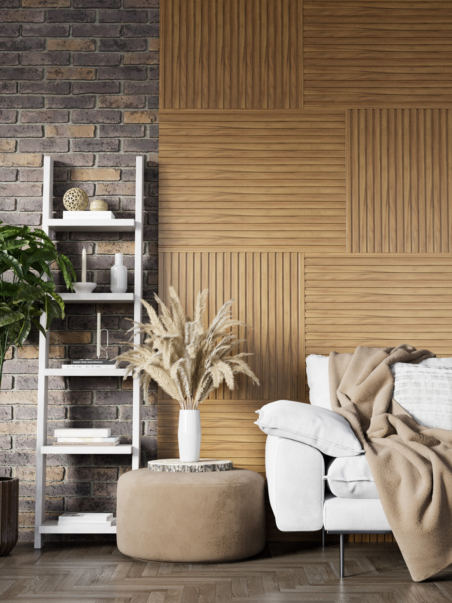 Комплект Реечной модульной стеновой панели саваш ДУБ крафт табачный, 0.62 м2 - в комплекте 6 модульных панелей, каждая габаритом 900*116*16 мм + 1 стартовая + 1 финишная планки