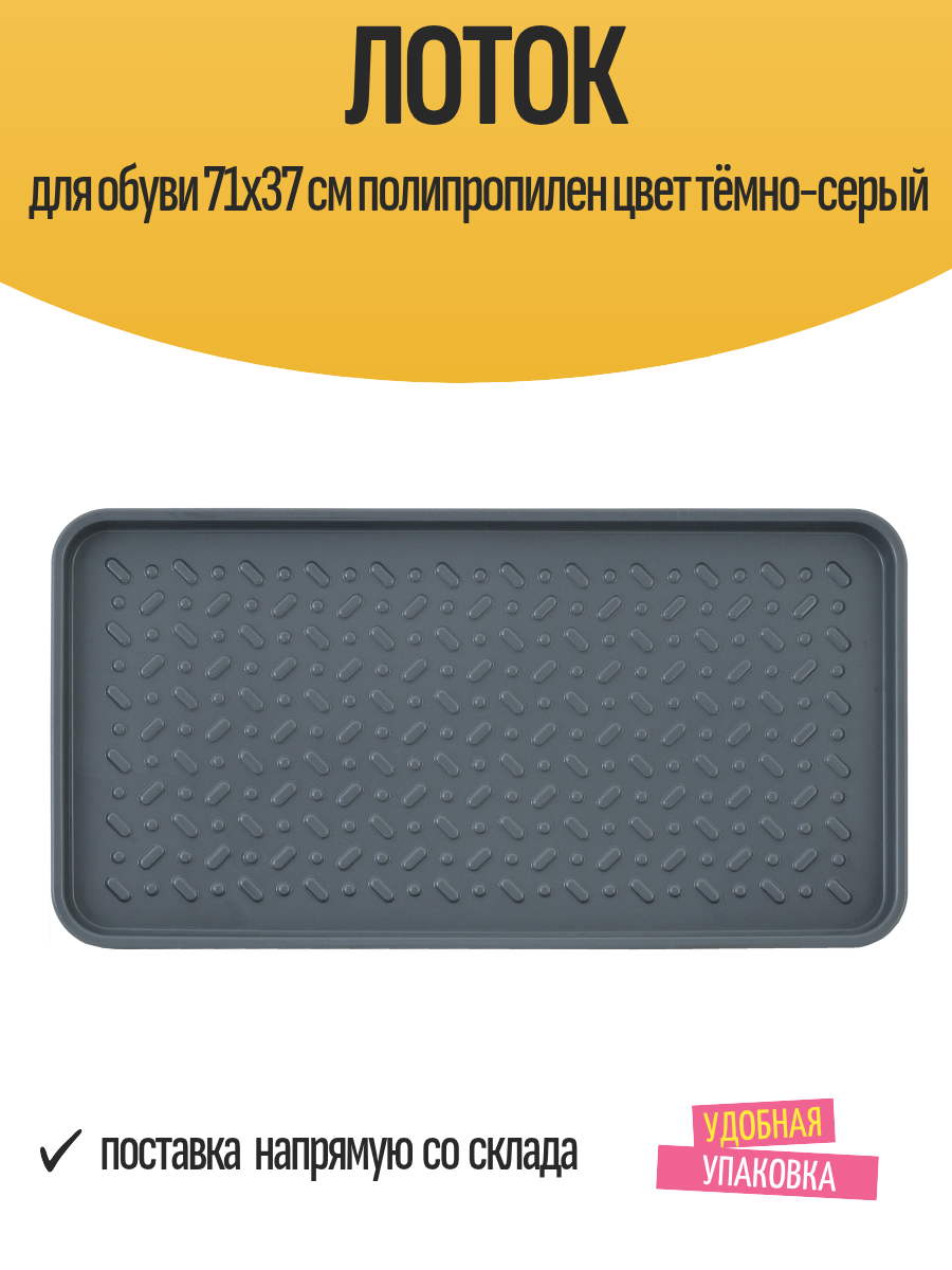 Лоток для обуви 71x37 см полипропилен, цвет тёмно-серый, 1 шт