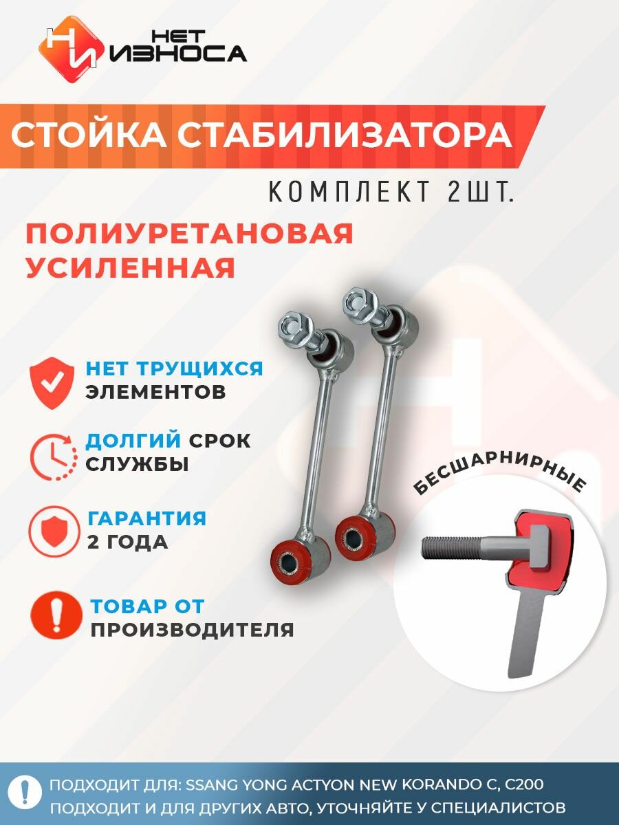 Стойки стабилизатора полиуретановые усиленные задние NL321-2 Ssang Yong Actyon NEW Korando C, C200.