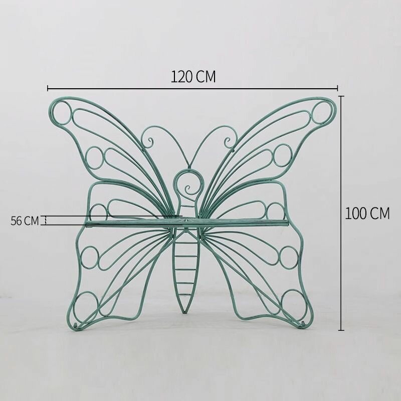 Садовый стул "Бабочка", кованое железо, зелёный, 114х58х96 см