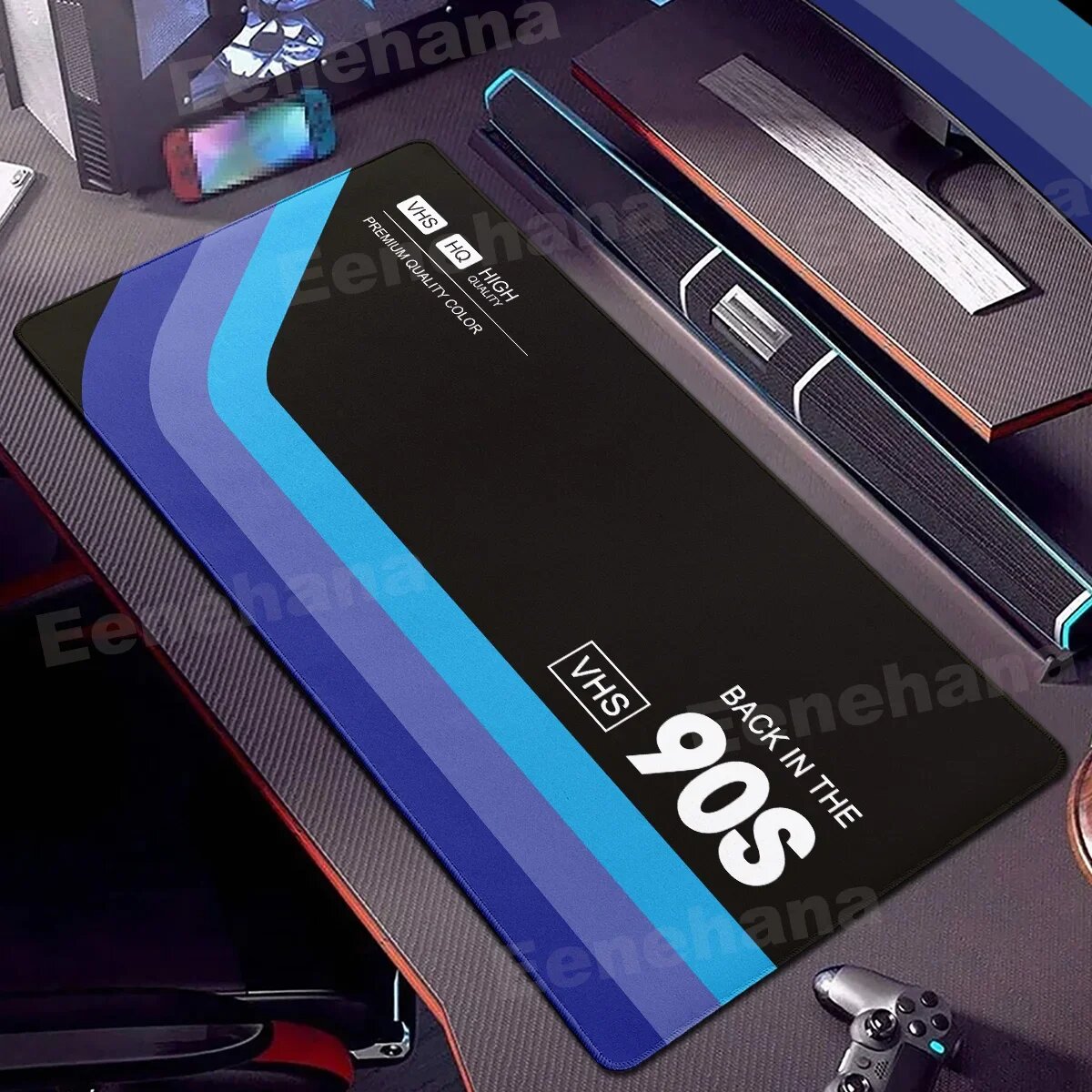 Большой коврик для мыши в стиле ретро VHS, художественный дизайн, коврик для ноутбука, настольный коврик, ковер Xl, компьютерный коврик большого размера, нескользящие коврики для игровой клавиатуры для ПК