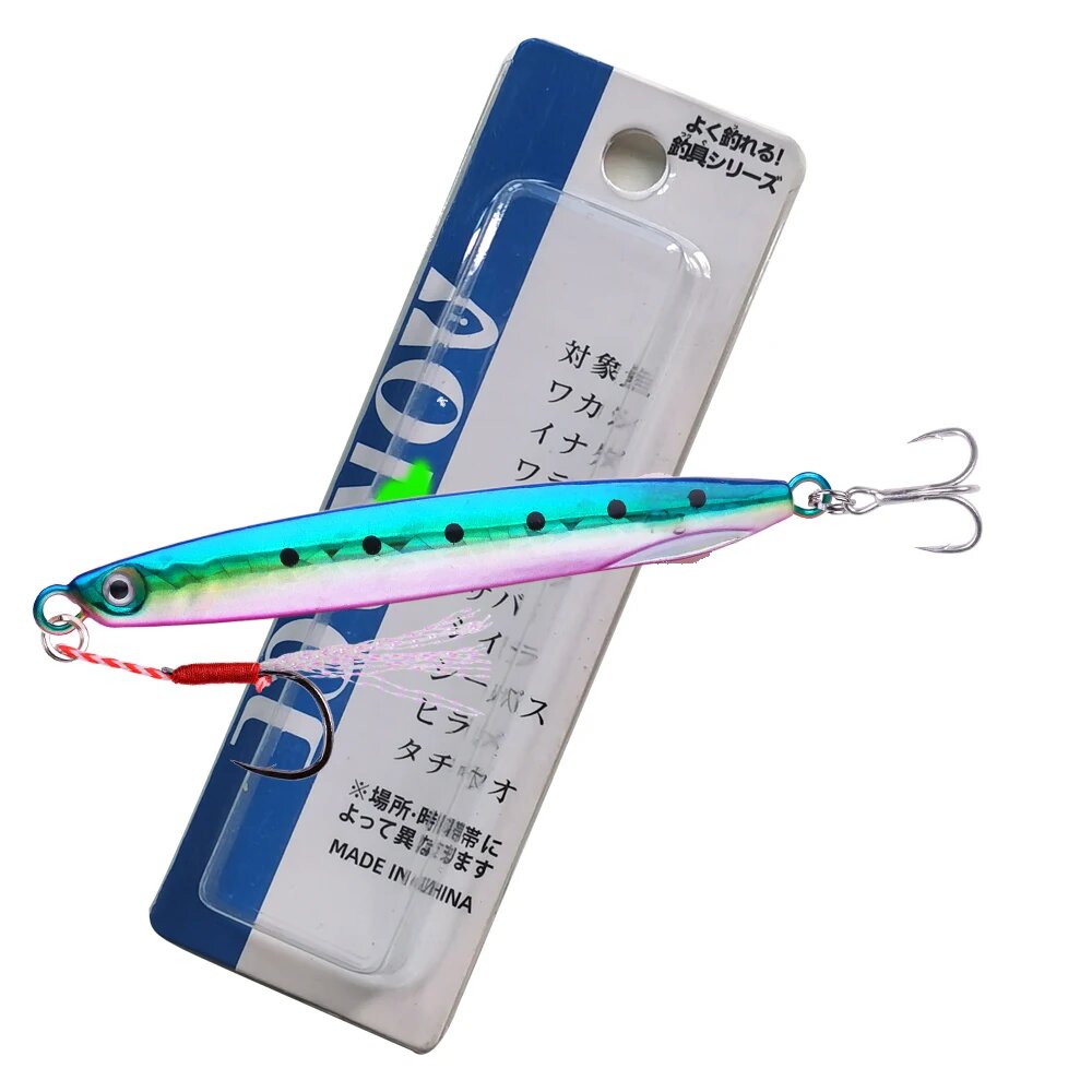 AOrace Super Sinking Metal Casting Jig 10G 21G 40G 40G 85MM, B1-2 Hooks