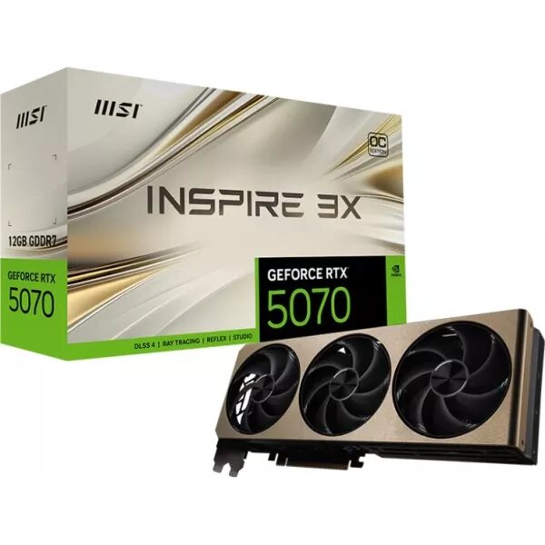 Видеокарта MSI PCI-E 5.0 RTX 5070 12G INSPIRE 3X OC NVIDIA GeForce RTX 5070 12Gb 192bit GDDR7 2542/28000 HDMIx1 DPx3 HDCP Ret
