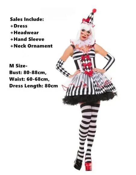 Женский костюм клоуна Джокер XL, Белый, белый