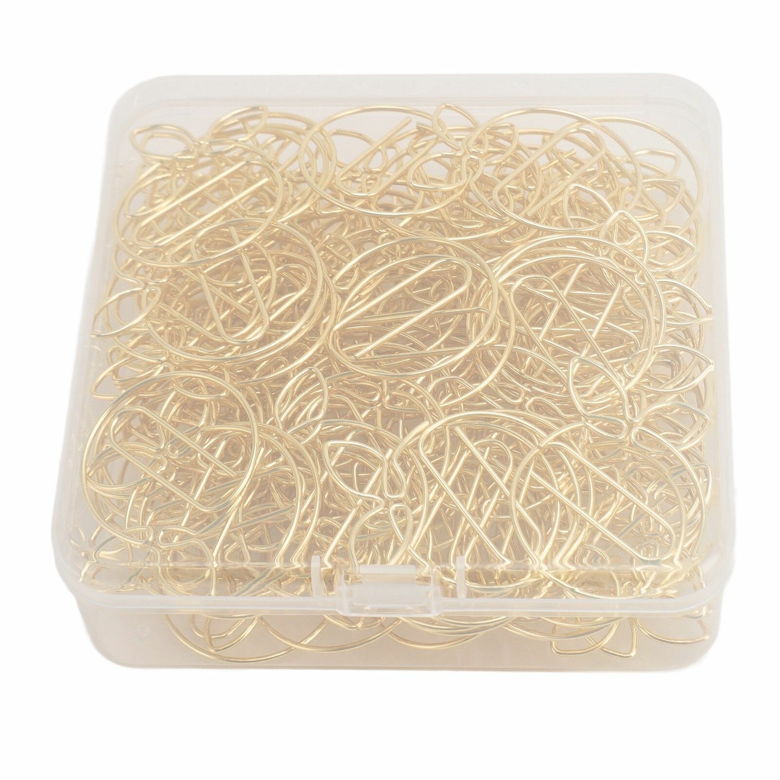 100 шт. золотых скрепок для бумаги, симпатичная форма, нержавеющая сталь, многофункциональные металлические скрепки для бумаги с коробкой для хранения для домашнего обучения, офиса, оранжевого цвета