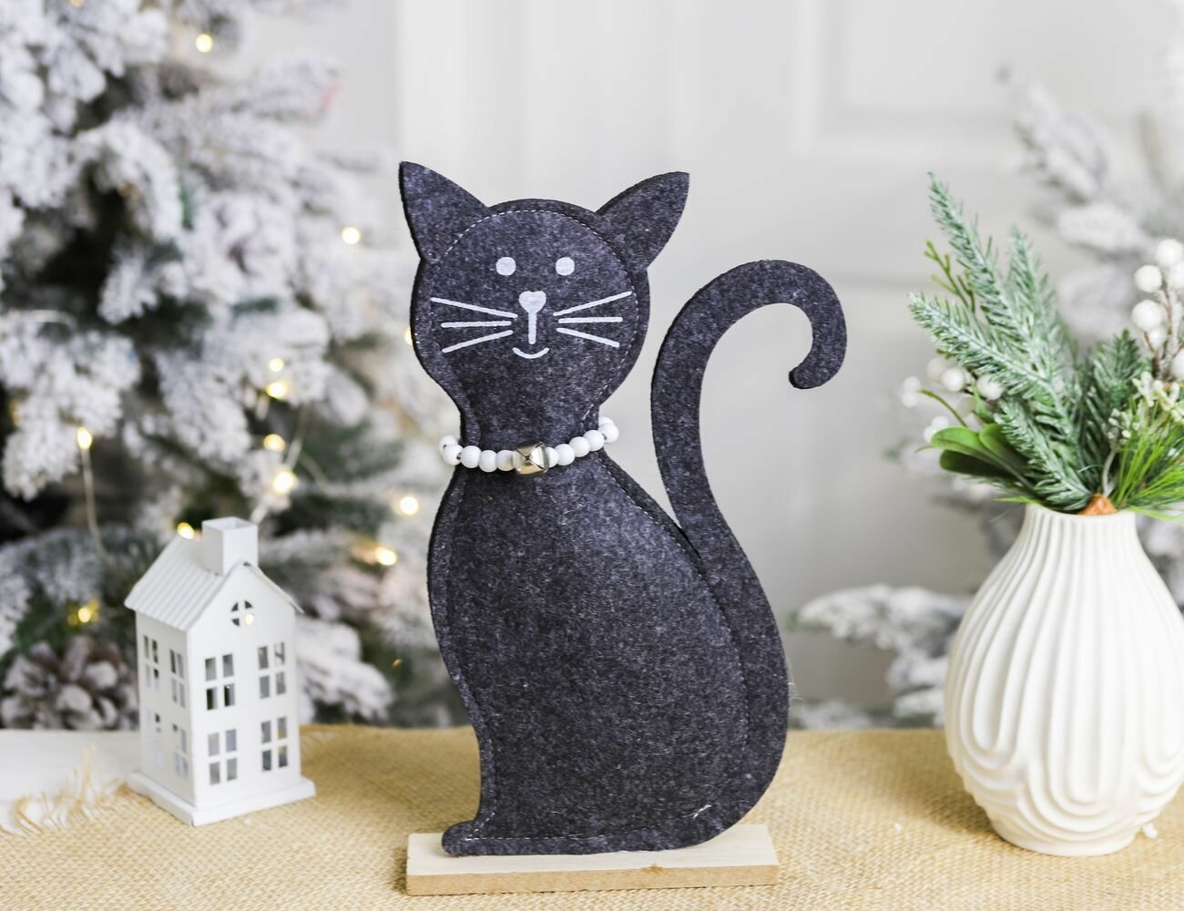 Декоративная фигурка из фетра кошка блэкки, 29 см, Breitner 22-0441