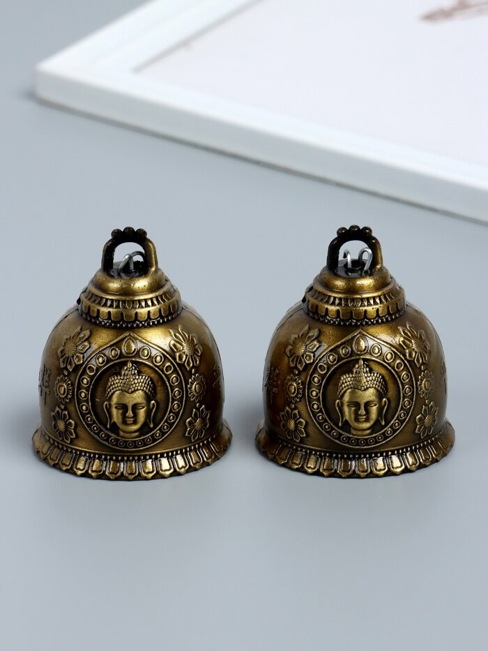 Набор колокольчиков «Будда», 2 шт, металл, 6×5×5 см