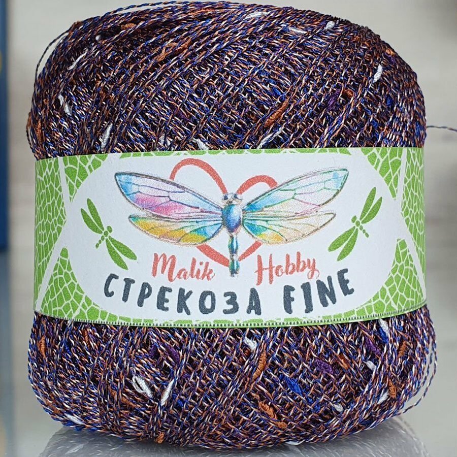 Пряжа M&h стрекоза FINE 110 фиолет/террак/василек (1 моток)