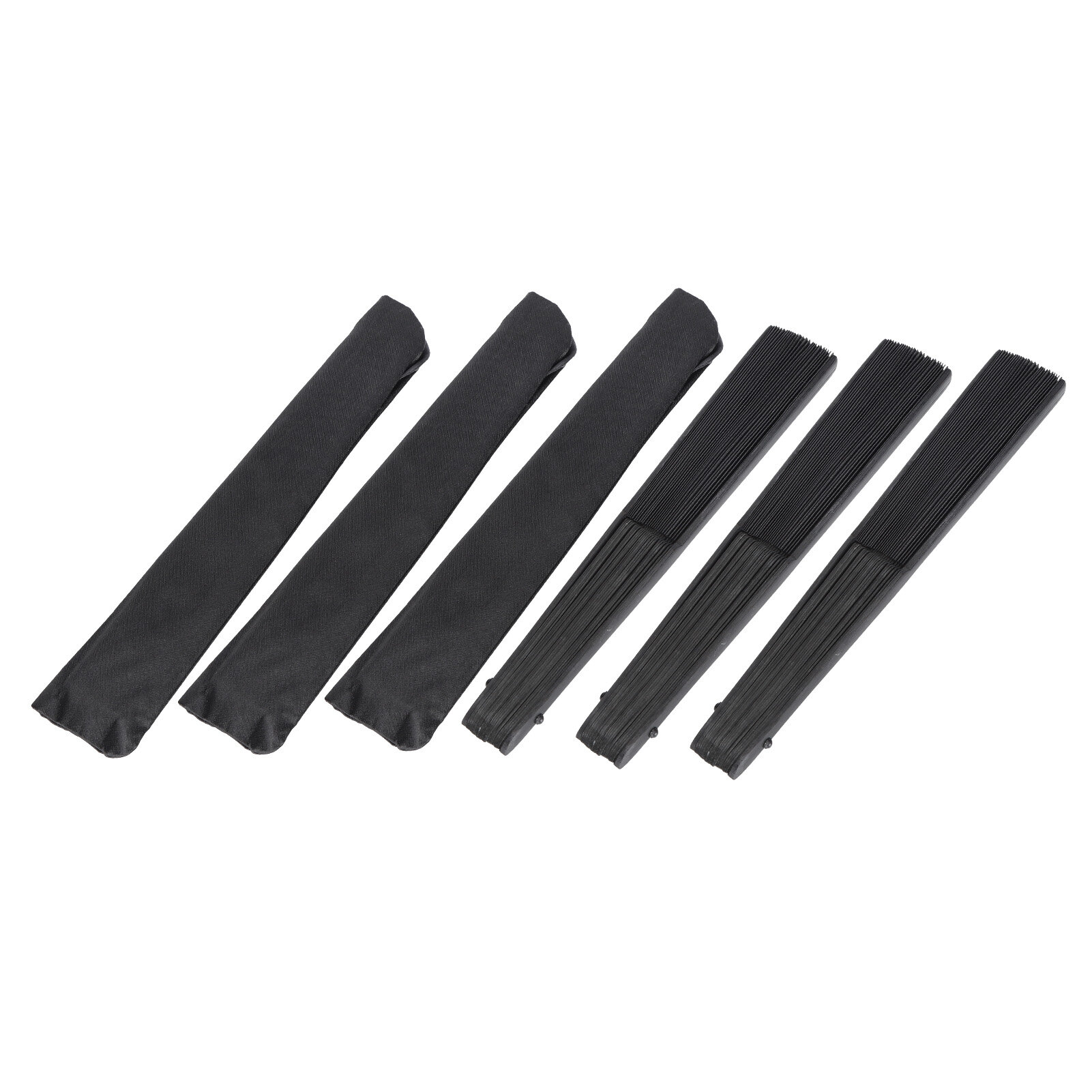 3 шт, веер ручной в стиле ретро, бамбуковый складной, для украшения, с чехлом, черный