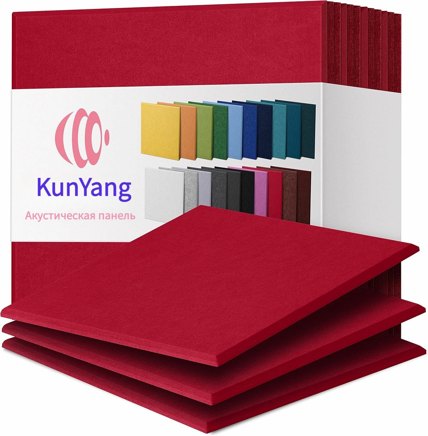 Акустическая панель 12-штучная звуконепроницаемая стеновая 30,4 см X 30,4 см X 0,1 см звуковая высокой плотности-