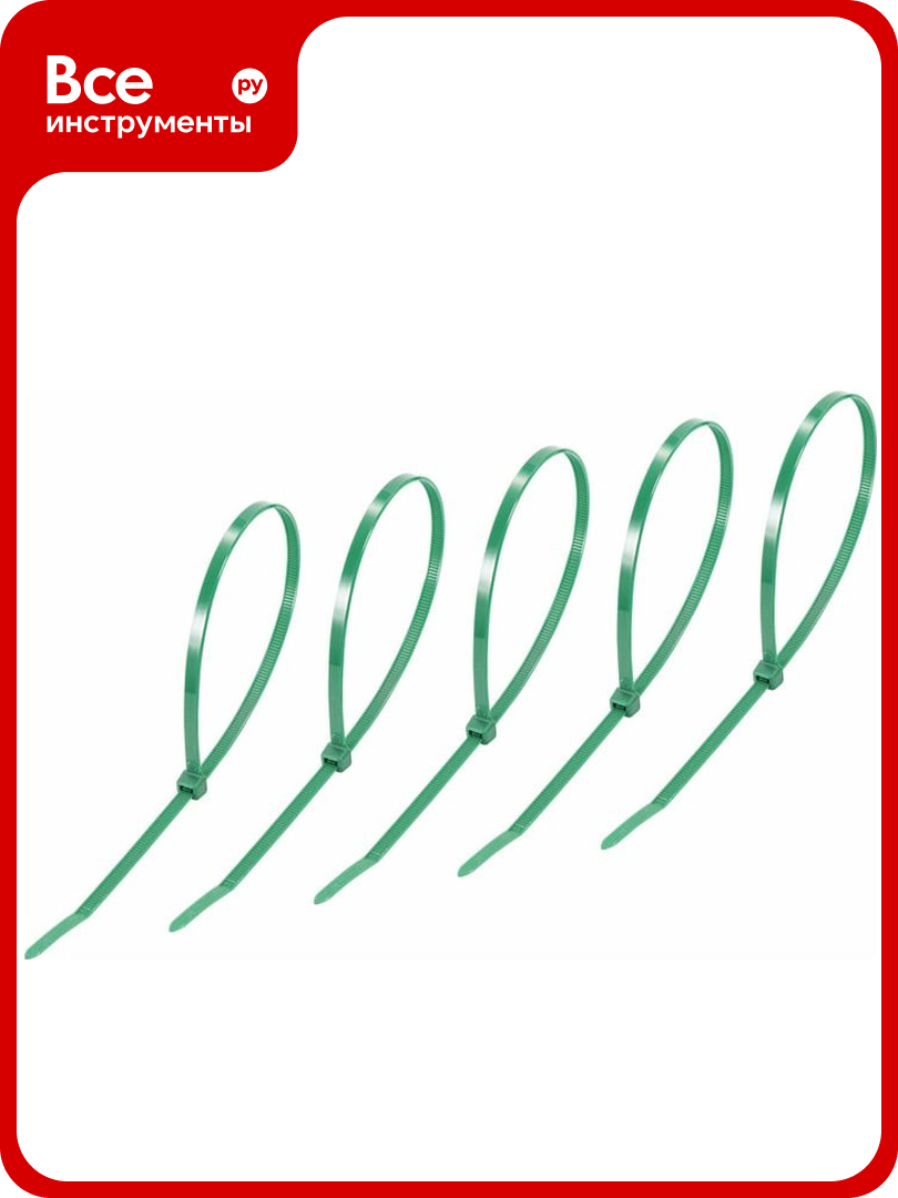 Нейлоновая кабельная стяжка REXANT 300x4,8мм, зеленая 25 шт/уп 07-0303-25, 8 мм, для монтажа устройства нужно