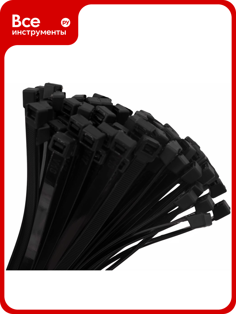 Нейлоновая хомут-стяжка 7,6х300 черная, Gigant G/1/86 6x300, для фиксации и организации кабелей и проводов
