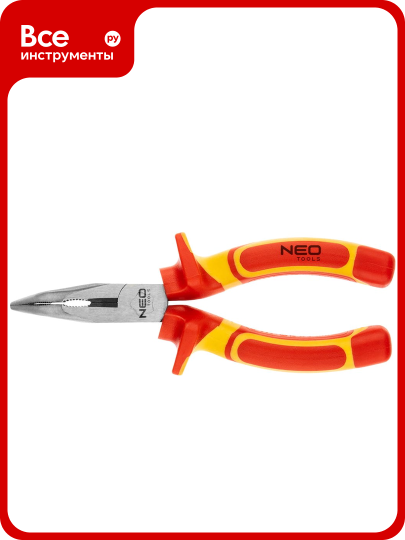 Плоскогубцы NEO Tools изогнутые, 160 мм, 1000 В, CrV, полированные, для работы под напряжением до 1000 в