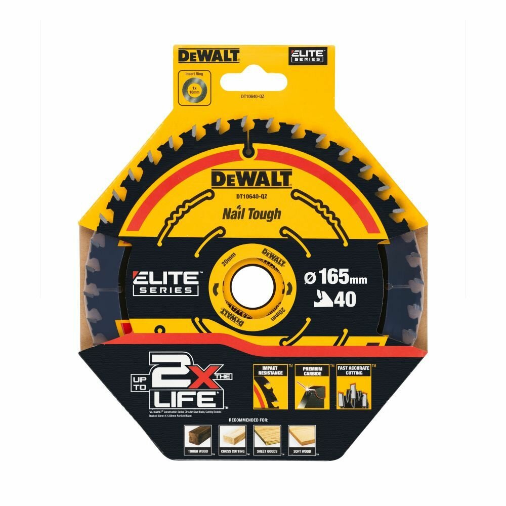 Пильный диск DEWALT EXTREME DT10640 165/20 мм 40 зубьев для дерева