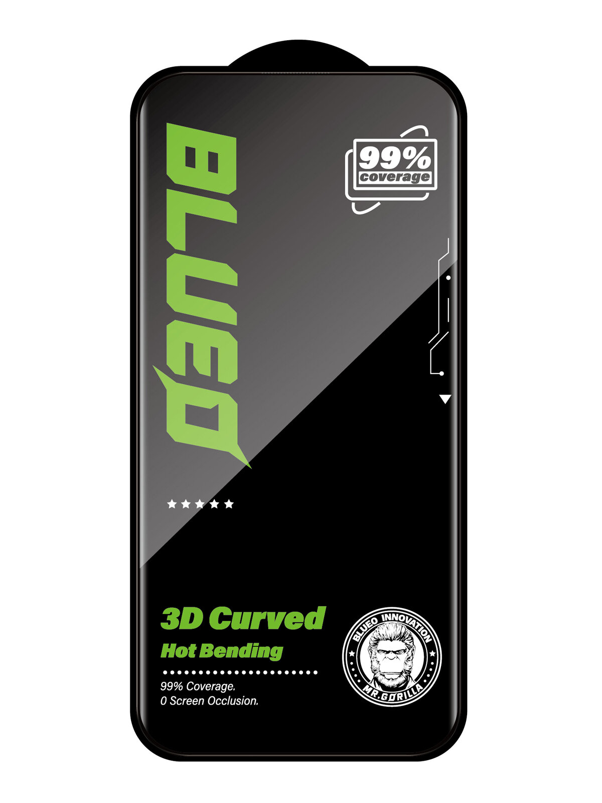 Защитное стекло BlueO на iPhone 16 Pro Max с загнутыми 3D кромками, с высокой пропускной способностью, с сеткой динамика