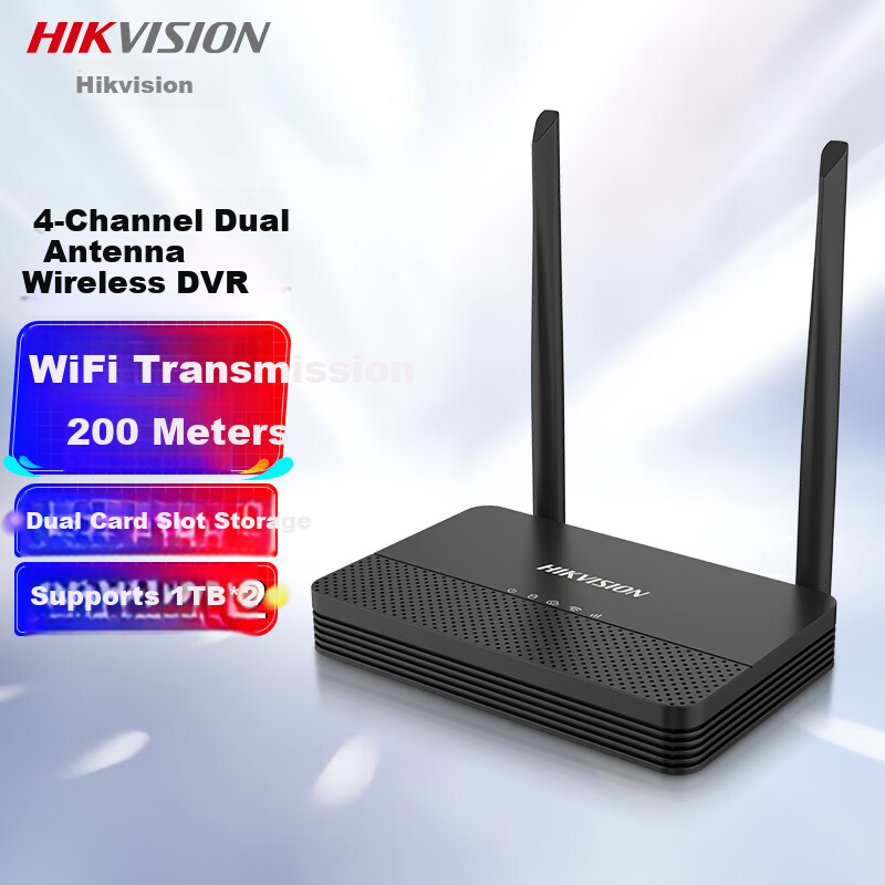 HIKVISION Wireless DVR with Dual Antennas, 4-Channel Surveillance System with Dual Card Slots, NVR Supporting Remote Viewing via Mobile App and Intercom Function, Model DS-7804N-S2/WX