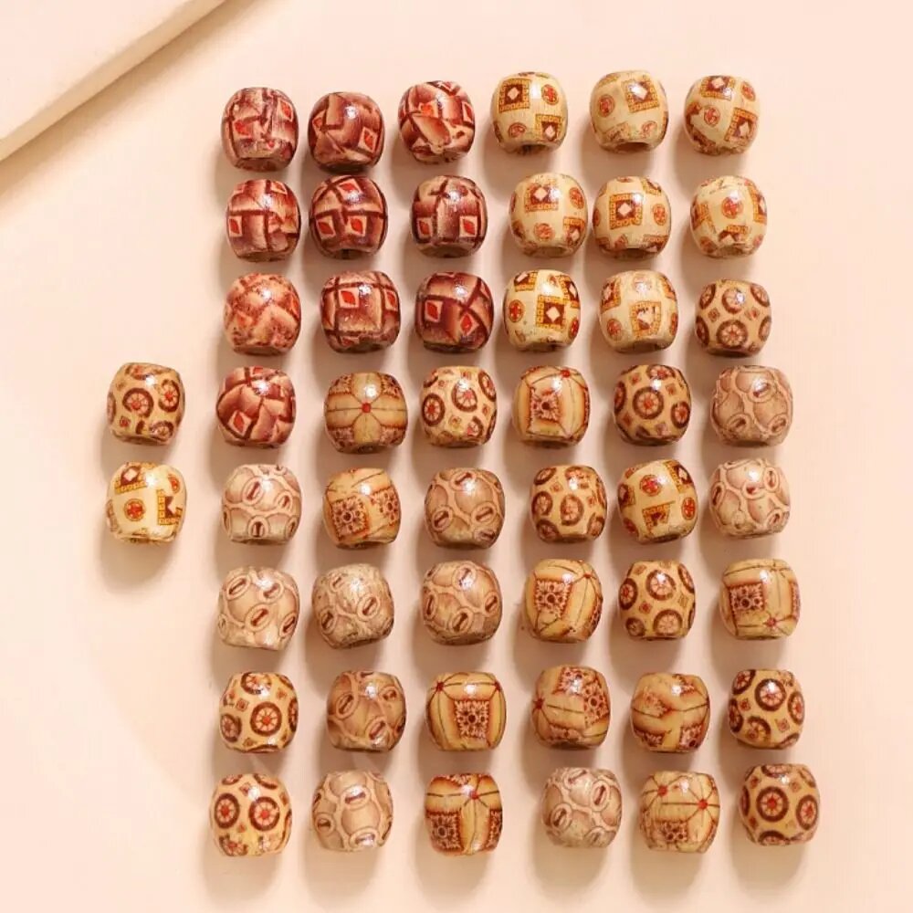 50 шт./компл. деревянные бусины для волос в стиле регги в стиле хип-хоп, винтажные бусины для дредов с большими отверстиями, натуральные подвески, косички для волос, бусины для вечеринки